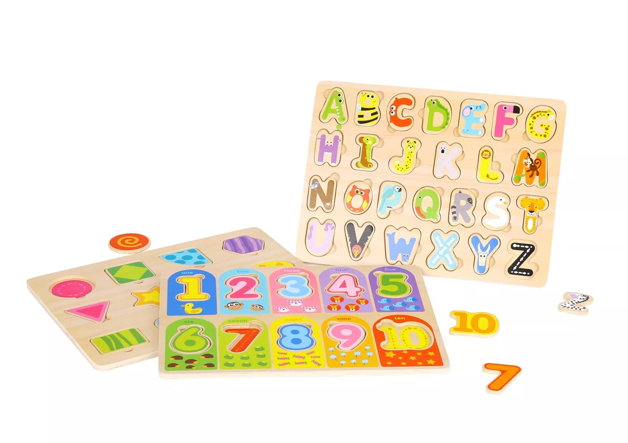 Wooden Puzzles Alphabet Numbers Shapes | Surprise Boxes